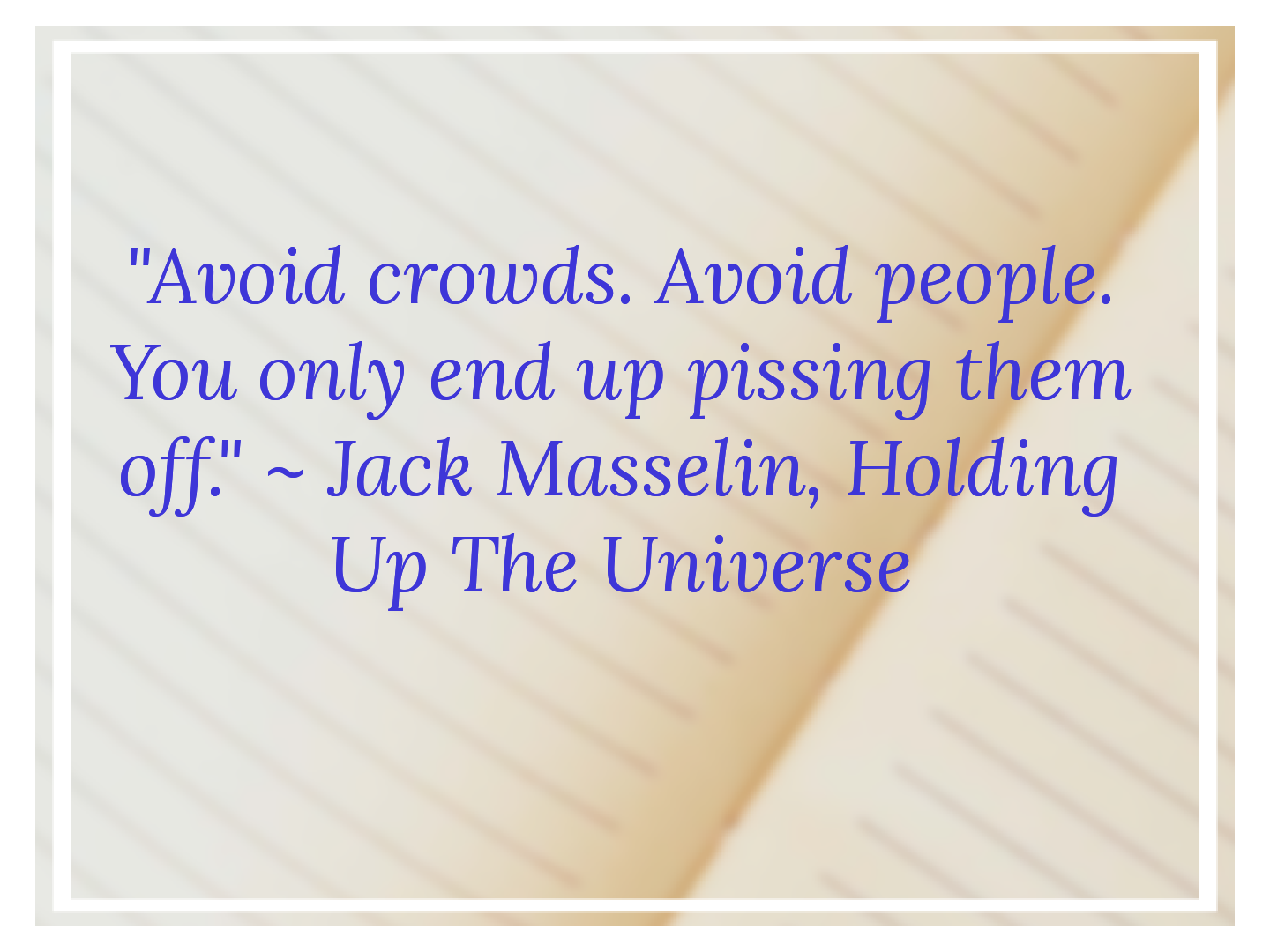 Book Review # 4: Holding Up The Universe – The Pine-Scented Chronicles